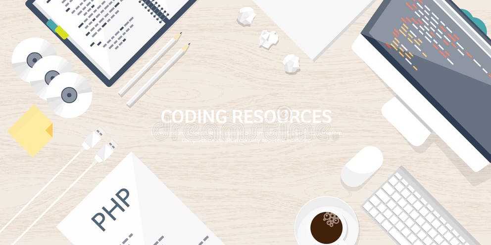 Programming and Coding Flat Computing Background. Code, Hardware,software. Web Development Stock ...