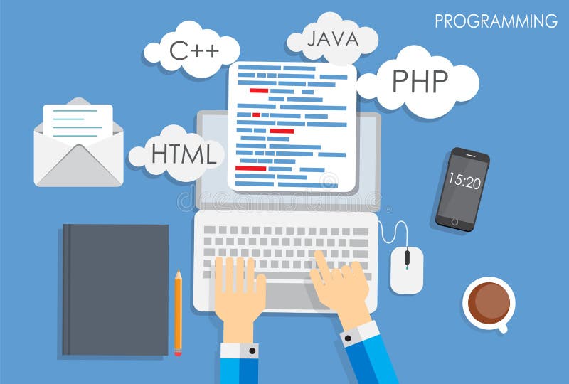 Programming Coding Flat Concept Vector Stock Vector Illustration Of