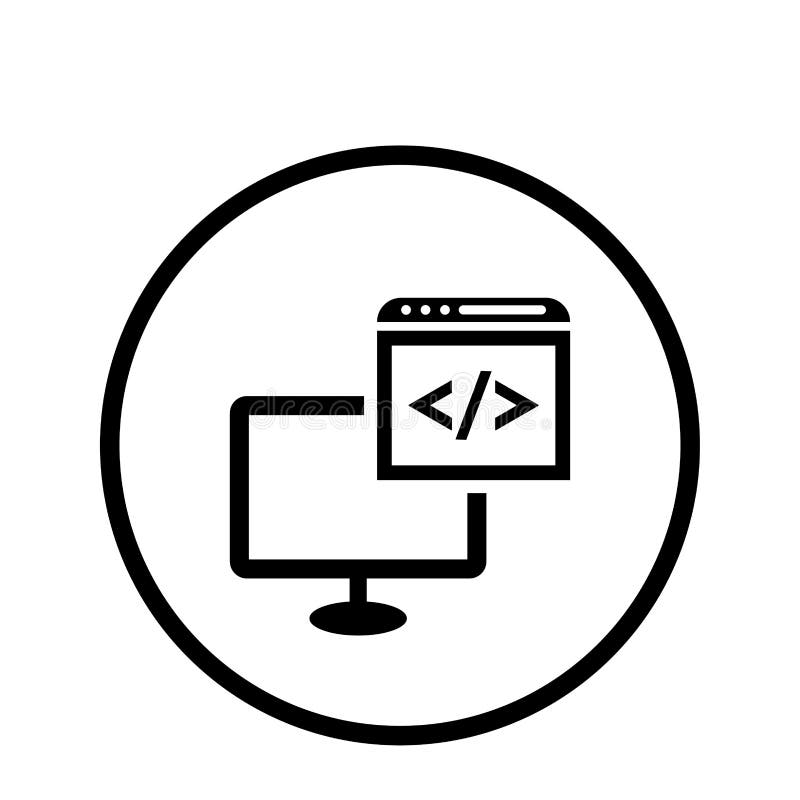 Programming, Code Outline Icon. Line Art Vector Stock Vector - Illustration of cyberspace ...