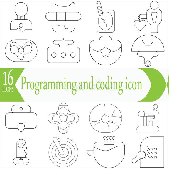 Programming and Coding Icon Set. Software Development Icon Collection Stock Vector ...
