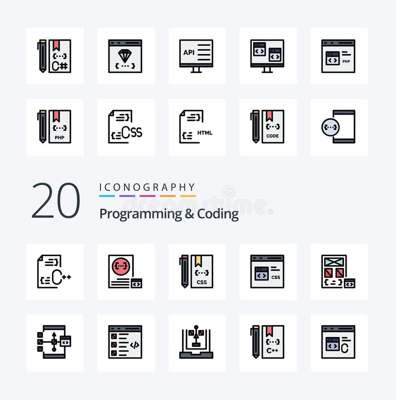 20 Programming And Coding Line Filled Color Icon Pack Like Develop App Development Development 6593