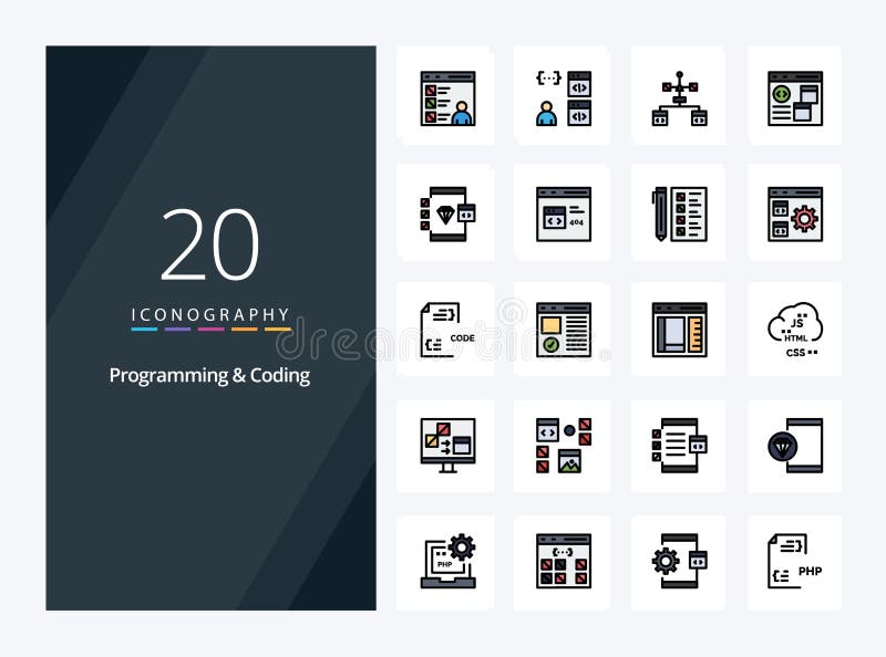 20 Programming and Coding Line Filled Icon for Presentation Stock ... 20 Programming and Coding Line Filled Icon for Presentation Stock ...