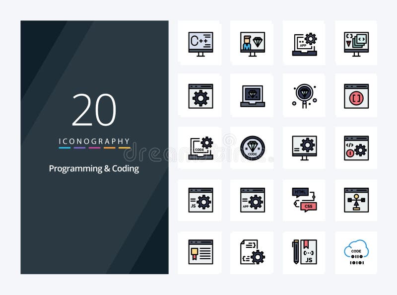 20 Programming and Coding Line Filled Icon for Presentation Stock ... 20 Programming and Coding Line Filled Icon for Presentation Stock ...
