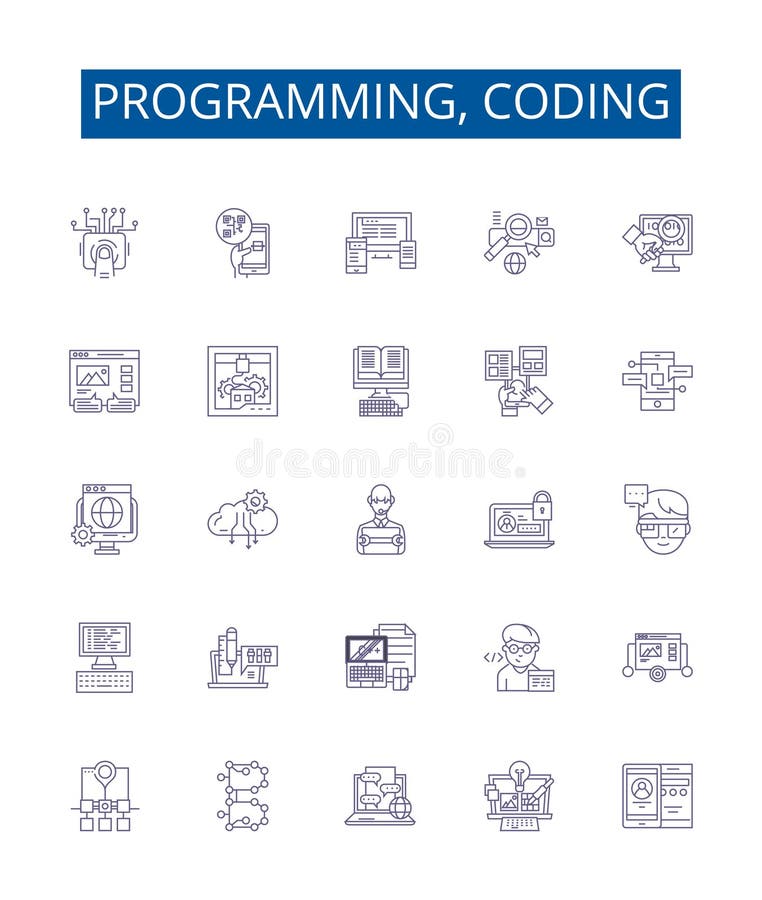Programming Coding Line Icons Signs Set Design Collection Of Programming Coding Software 0958