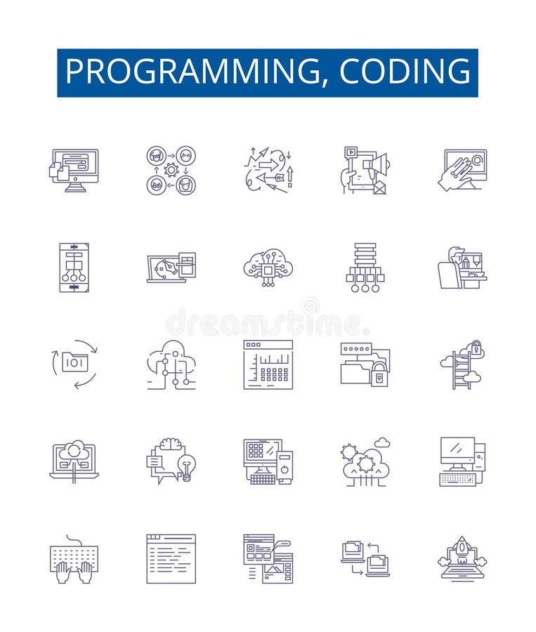 Programming Coding Line Icons Signs Set Design Collection Of Programming Coding Software