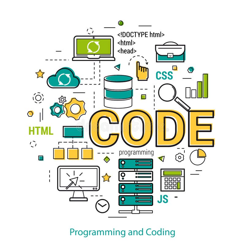 Programming And Coding Linear Concept Stock Vector Illustration Of