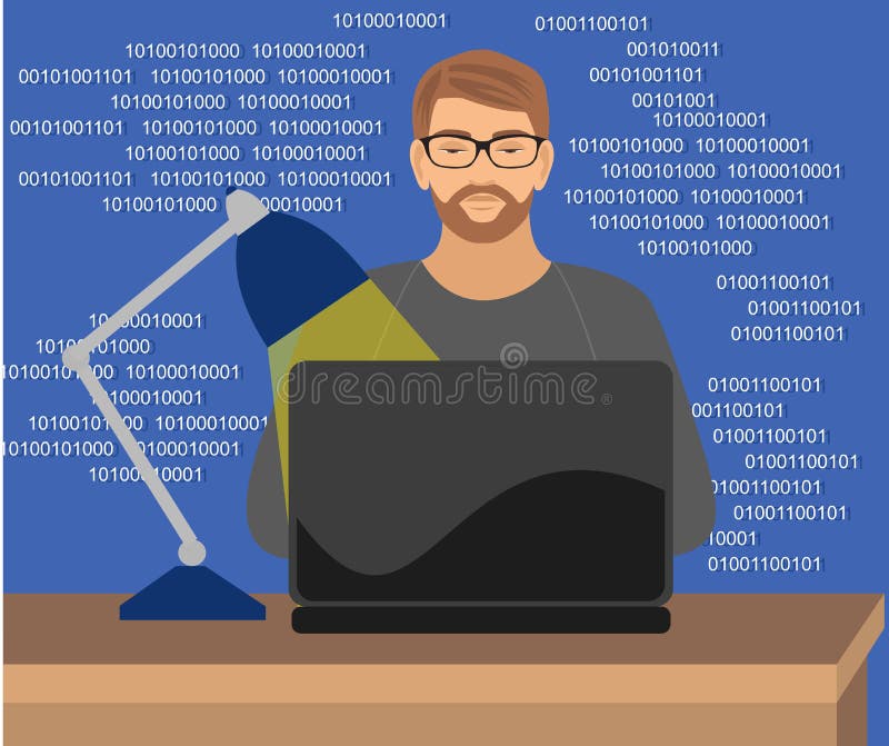 Programming And Coding Programmer For The Laptop While Working Stock Vector Illustration Of