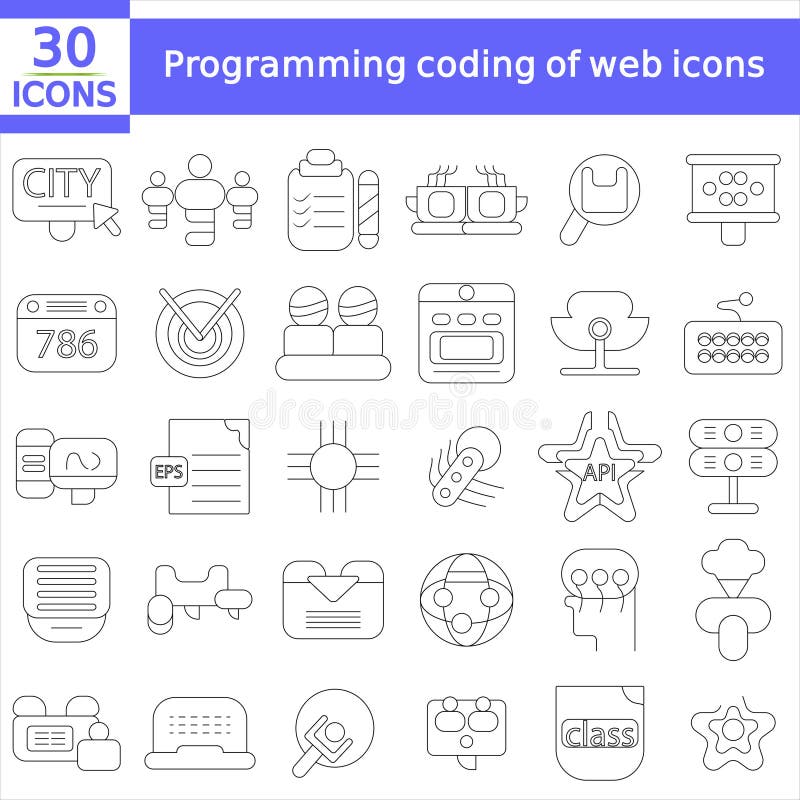 Programming coding set stock illustration. Illustration of font - 383916066