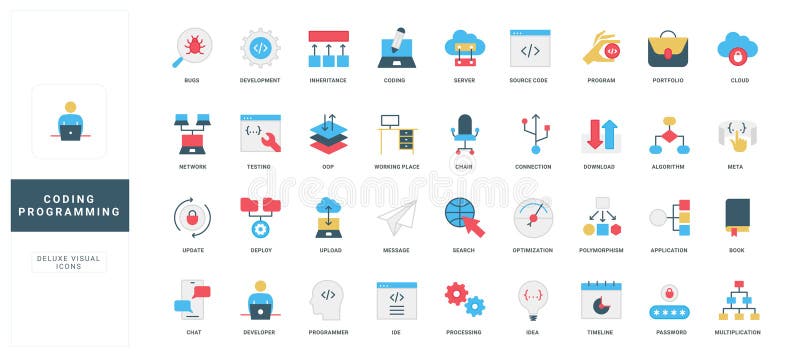 Coding Idea Vector Flat Colour Icon Stock Vector - Illustration of equipment, website: 205577438