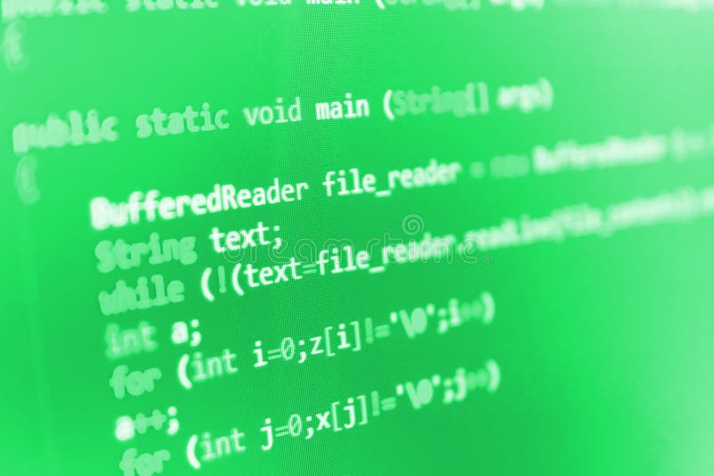 Programming Coding Source Code Screen. Stock Image - Image of green ...