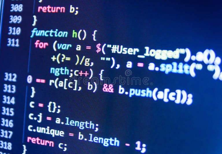 Programming Coding Source Code Screen. Stock Photo - Image of binary ...