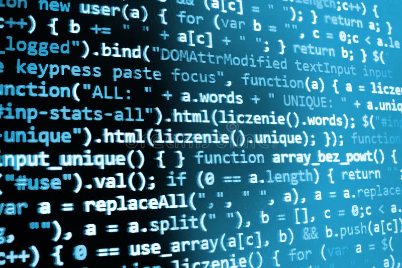 Programming Coding Source Code Screen. Stock Image - Image of data ...