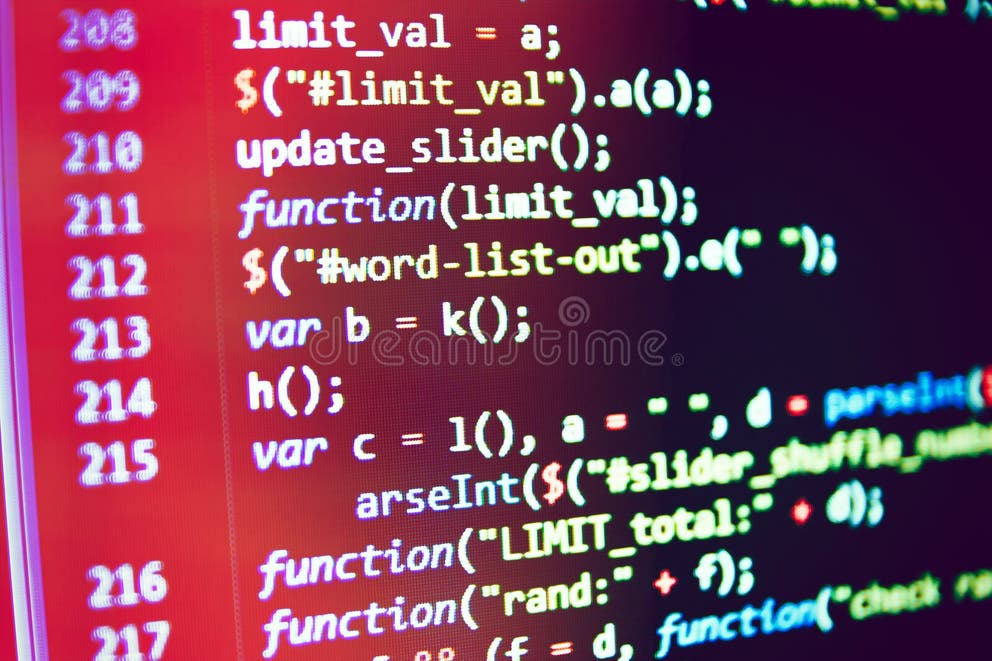 Programming Coding Source Code Screen. Stock Image - Image of developer, color: 54209529