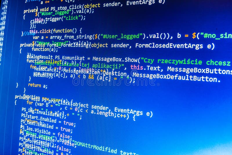 Programming Coding Source Code Screen. Stock Photo - Image of coding, glare: 55911230