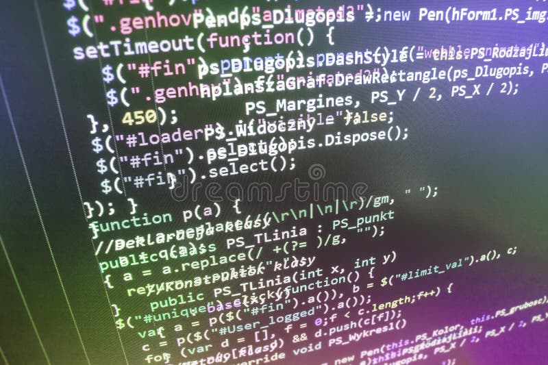 Programming Coding Source Code Screen. Stock Photo - Image of element ...