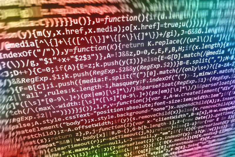 Programming Coding Source Code Screen. Stock Image - Image of business ...