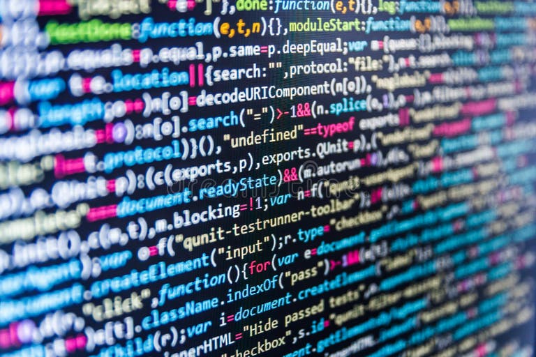 Programming Coding Source Code Screen. Stock Photo - Image of black ...