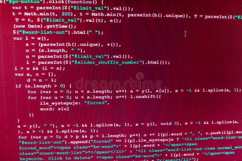 Programming Coding Source Code Screen. Stock Photo - Image of close, command: 63449434