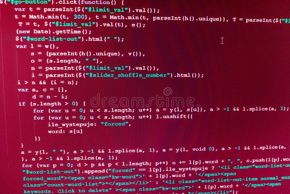 Programming Coding Source Code Screen. Stock Photo - Image of close, command: 63449434