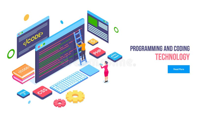 Programming and Coding Technology Concept, Miniature Programmer Stock ...