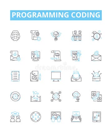 Programming Coding Vector Line Icons Set. Programming, Coding, Scripting, Coding Language ...