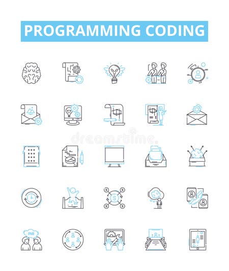 Programming Coding Vector Line Icons Set. Programming, Coding, Scripting, Coding Language ...