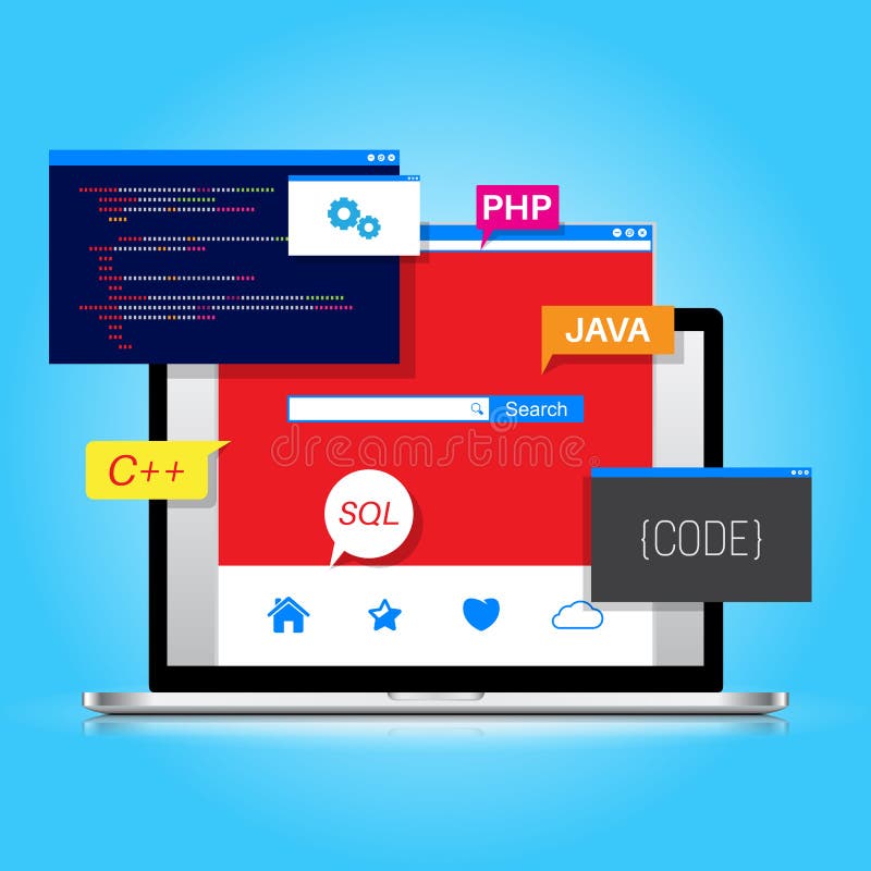 Programming and Coding, Web Design Stock Vector - Illustration of ... Programming and Coding, Web Design Stock Vector - Illustration of ...