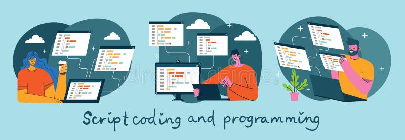 Programming and Coding, Website Development, Web Design.Flat Design Modern Vector Illustration ...