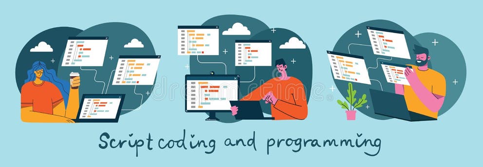 Programming and Coding, Website Development, Web Design.Flat Design ...