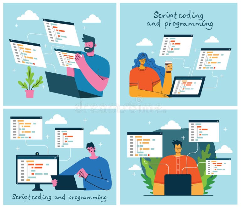 Programming and Coding, Website Development, Web Design.Flat Design Modern Vector Illustration ...