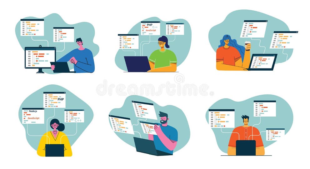 Programming and Coding, Website Development, Web Design.Flat Design Modern Vector Illustration ...
