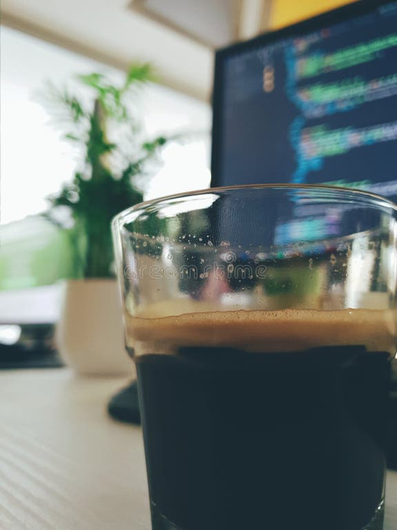 Programming with coffee. stock photo. Image of coffee - 157806606