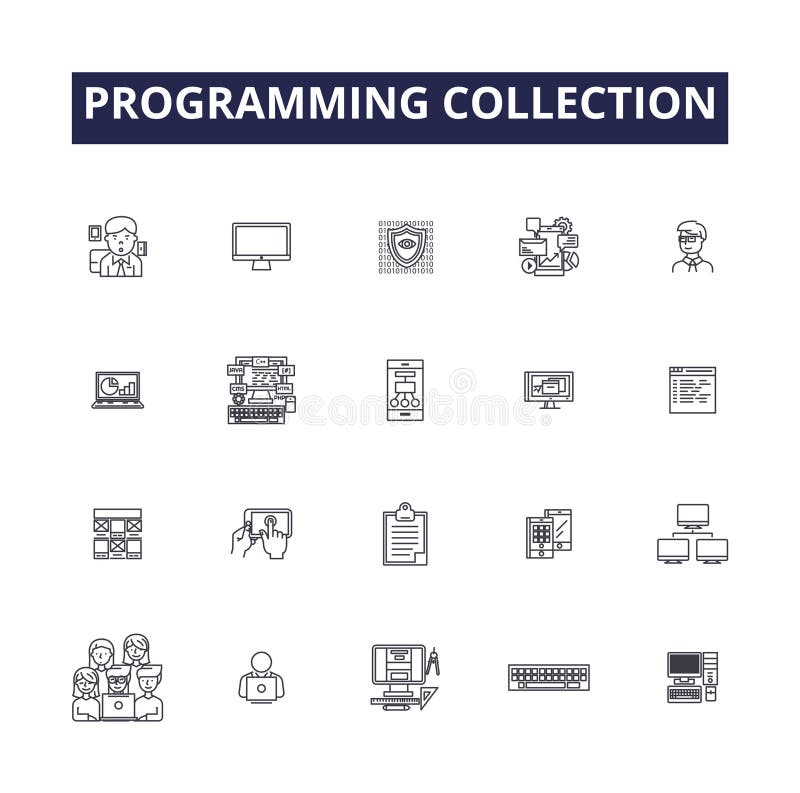 Programming Collection Line Vector Icons And Signs Collection Code Language Algorithm