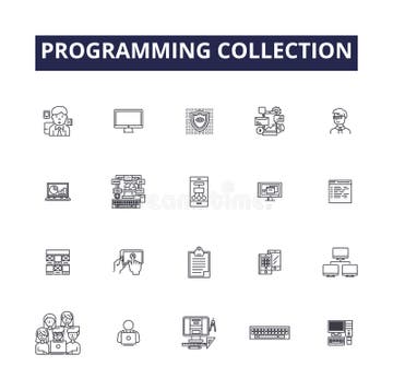 Programming Collection Line Vector Icons and Signs. Collection, Code, Language, Algorithm ...