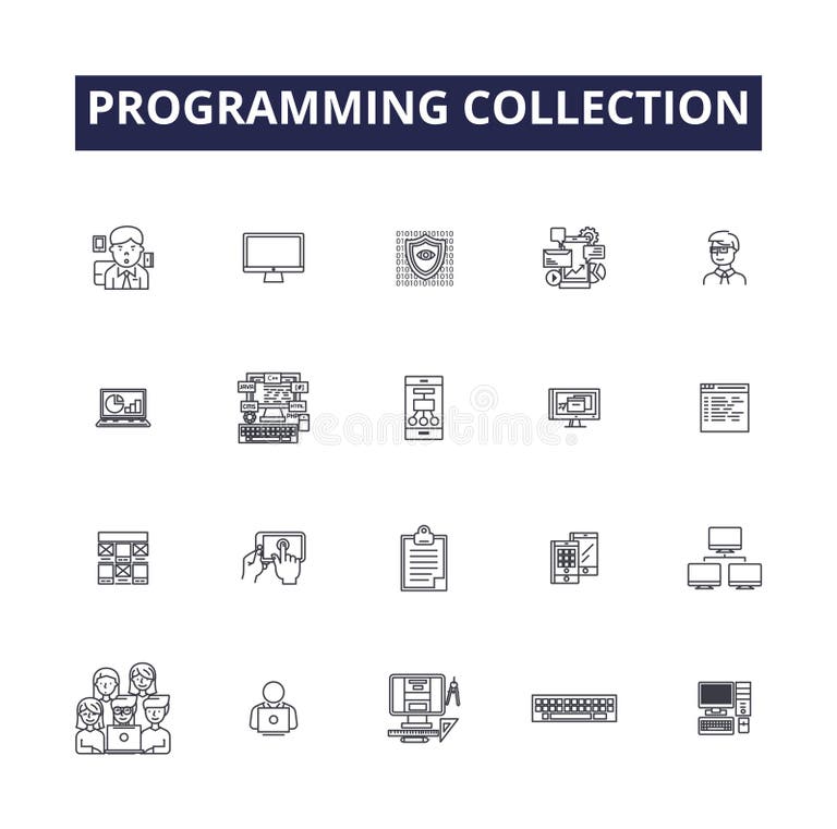 Programming Collection Line Vector Icons And Signs Collection Code