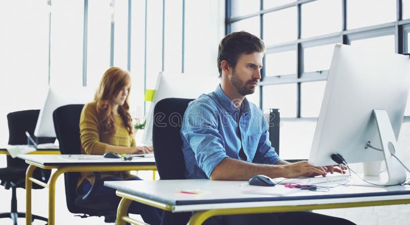 Programming Computer Or Hacker Man For Cybersecurity App Coding Or Data Analysis In Office