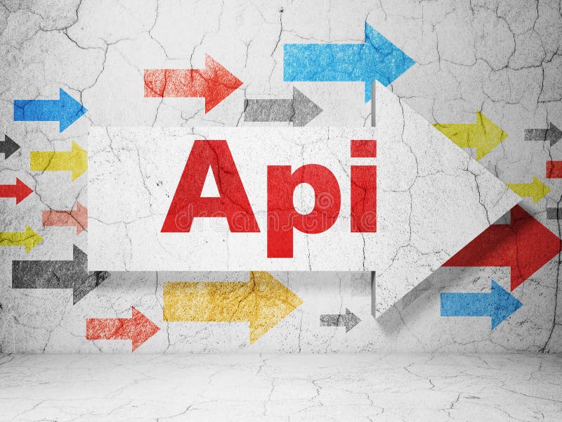 Programming Concept: Arrow with Api on Grunge Wall Background Stock ...