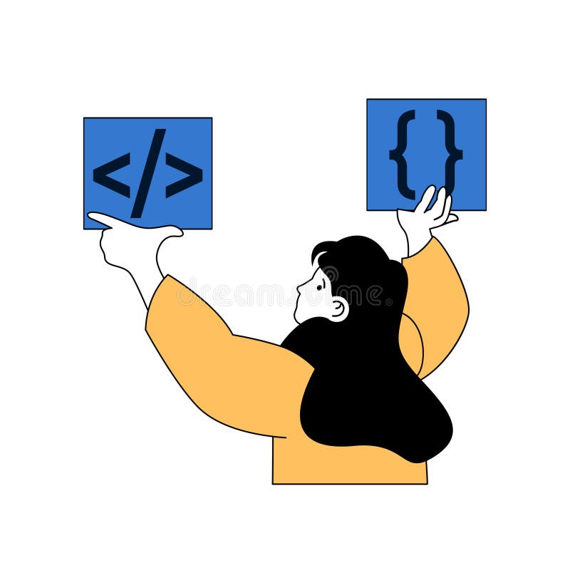 Programming Concept with Cartoon People in Flat Design for Web. Vector ...