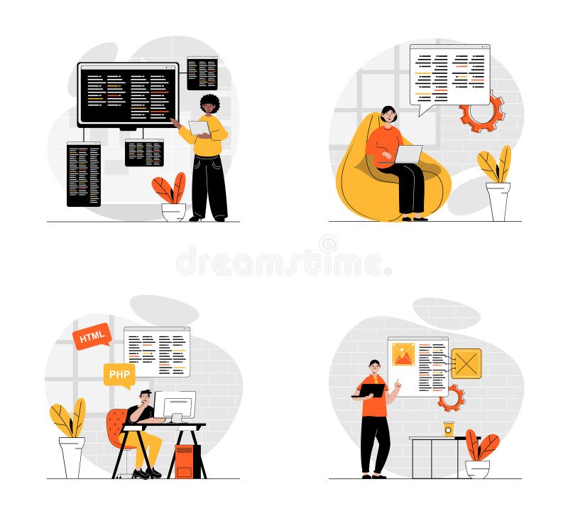 Programming Concept With Character Set Collection Of Scenes People 2487