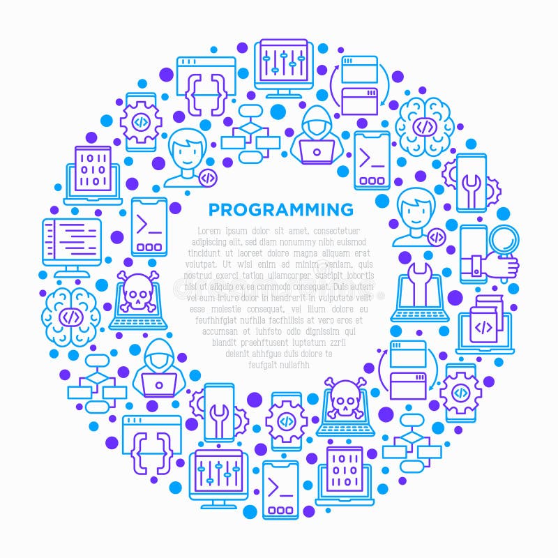 Programming Line Icons Circle Stock Illustrations – 342 Programming ...