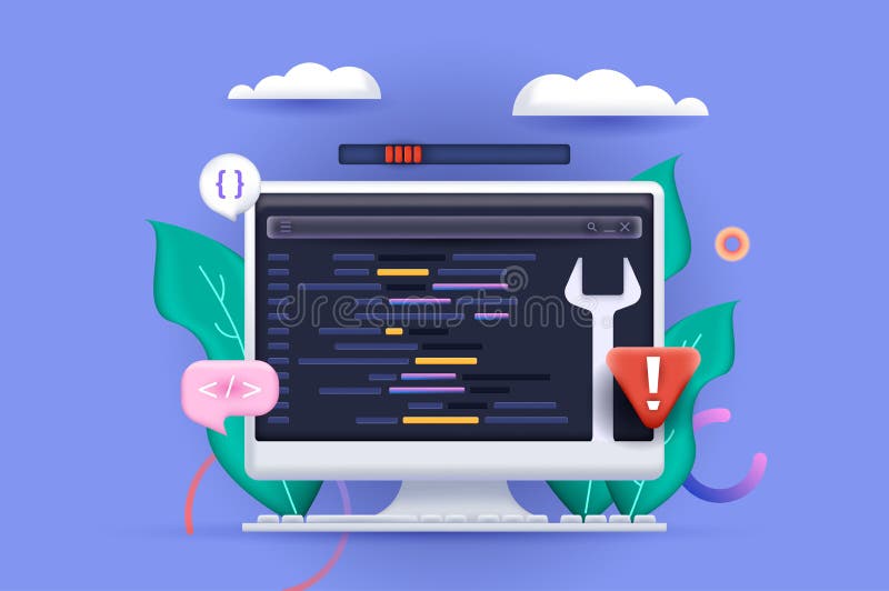 Programming Concept 3D Illustration. Icon Composition Stock Vector ...