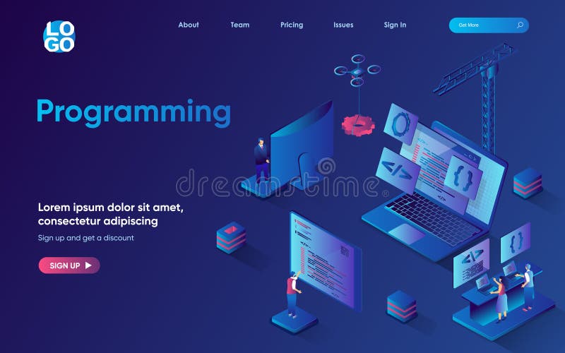 Programming Concept 3d Isometric Web Landing Page. People Develop ... Programming Concept 3d Isometric Web Landing Page. People Develop ...