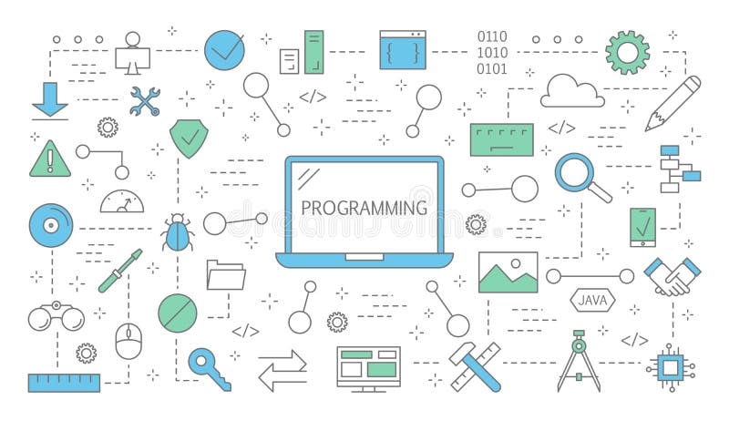 Programming Concept. Idea of Working on the Computer Stock Vector ... Programming Concept. Idea of Working on the Computer Stock Vector ...