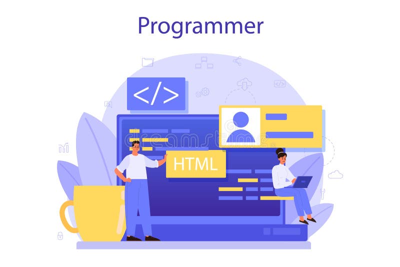 Programming Concept Idea Of Working On The Computer Coding Testing Stock Vector