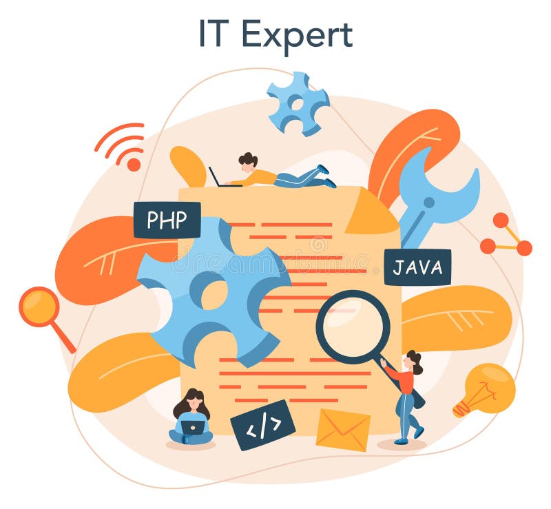 Programming Concept. Idea of Working on the Computer, Coding, Stock Vector - Illustration of ...