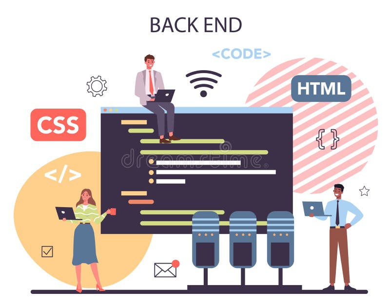 Programming Concept. Idea of Working on the Computer, Stock Vector - Illustration of java, front ...