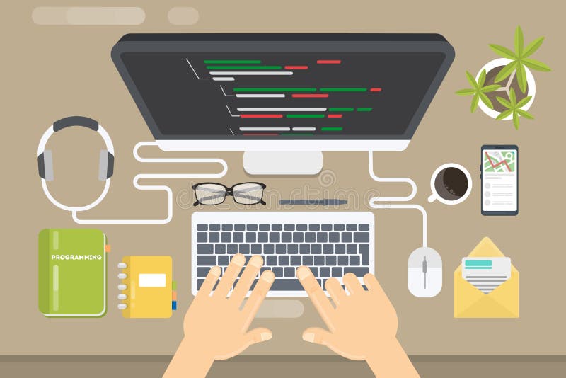 Person Programmer Working On Laptop With Program Code On Screen. Coding ... Person Programmer Working On Laptop With Program Code On Screen. Coding ...