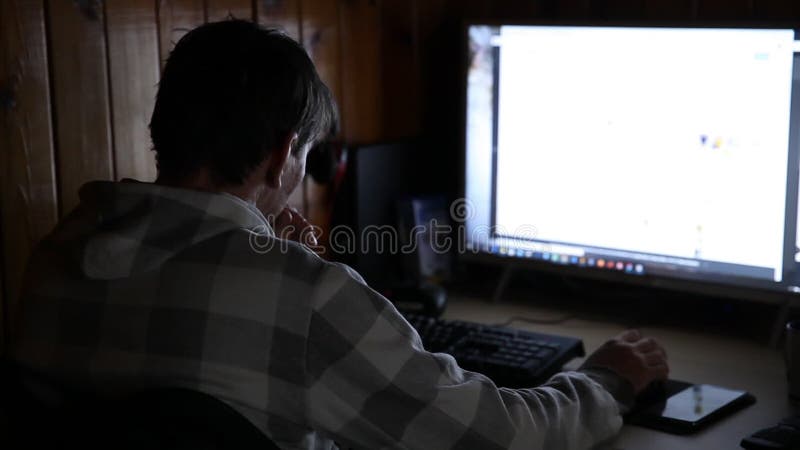 Man Programmer Working On Computer At Home Coding On Screen Writing Code Programmer It Engineer