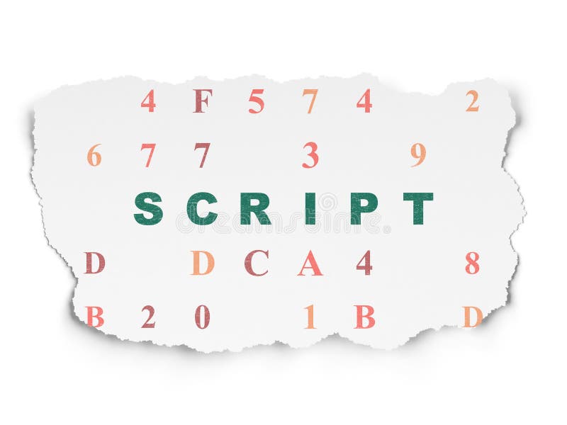 Programming Concept: Script on Torn Paper Background Stock Illustration ...