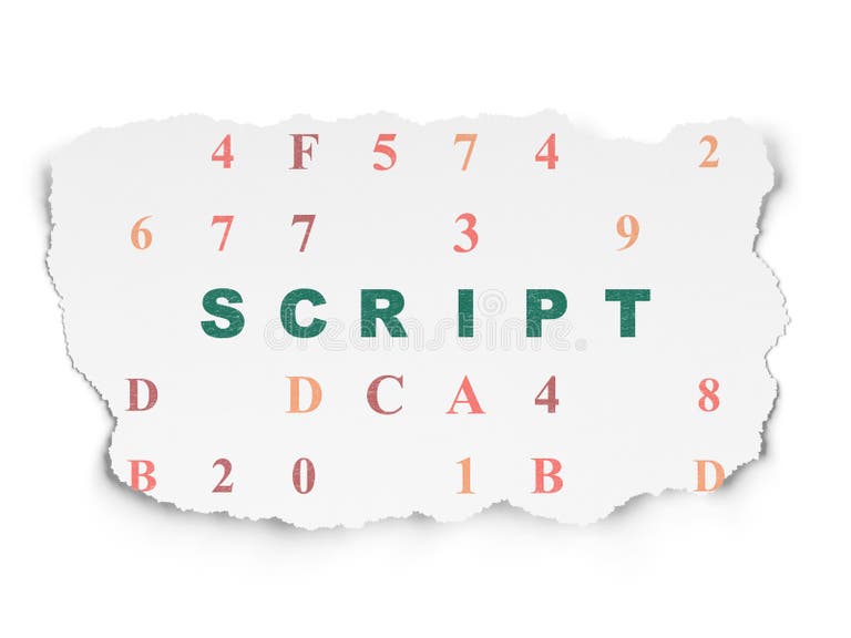 Programming Concept: Script on Torn Paper Background Stock Illustration ...